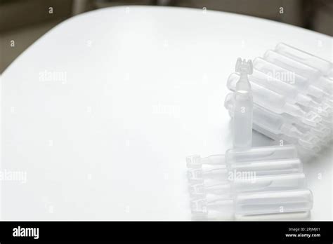 Single Dose Ampoules Of Sterile Isotonic Sea Water Solution On White