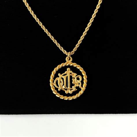 Christian Dior Vintage Logo Coin Pendant Necklace Etsy