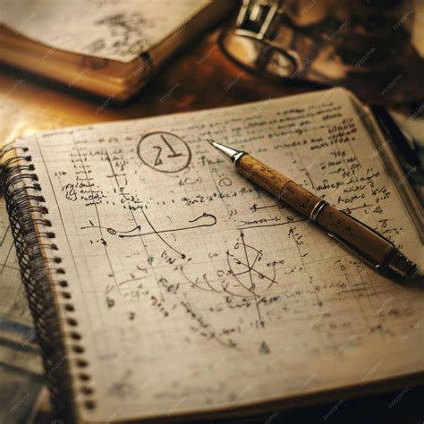 Open Notebook With Pen And Handwritten Notes And Diagrams Premium Ai