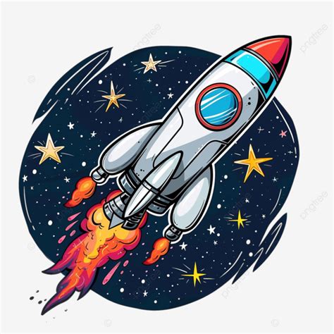 صاروخ كارتون فضائي مع النجوم كرتون صاروخ الفضاء Png صورة للتحميل مجانا