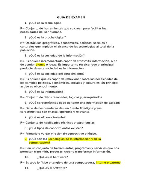 Guía De Examen Pdf