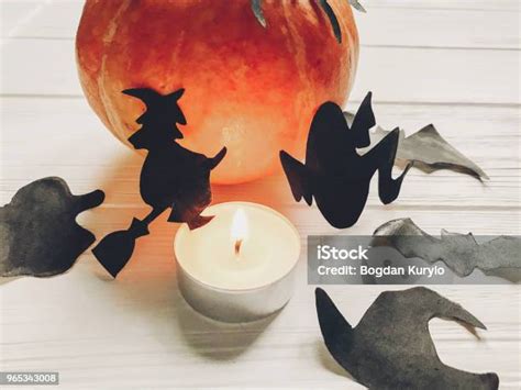Halloween Konsep Halloween Bahagia Labu Dengan Kelelawar Hantu Penyihir