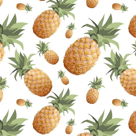 Premium Vector Pineapple Pattern On White Background Realistic