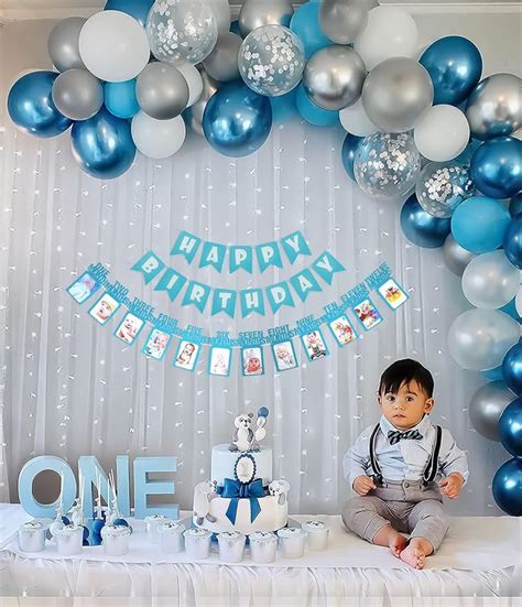 1st Birthday Decoration With Monthly Photo Banner For