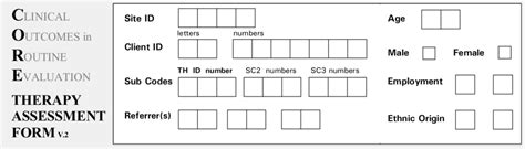 Core A Therapy Assessment Form Taf Information Clinical Outcomes In
