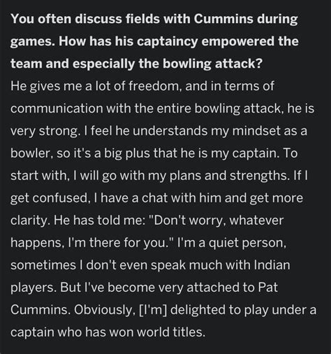 Natarajan On Playing Under Cummins No Wonder Hes Rated As One Of The