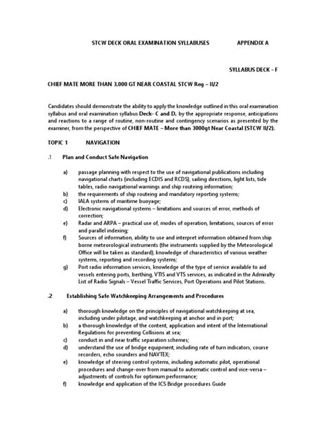 Deck Oral Examination Syllabus F Pdf Navigation Water Transport