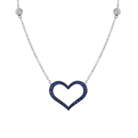 Blue Sapphire Open Heart Pendant Necklace Nazars And Co Jewelers