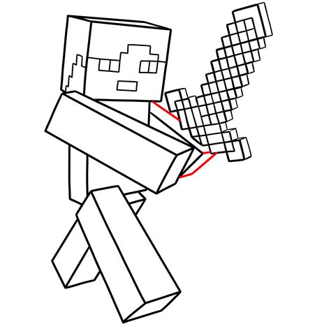 How To Draw Minecraft Sword Step By Step