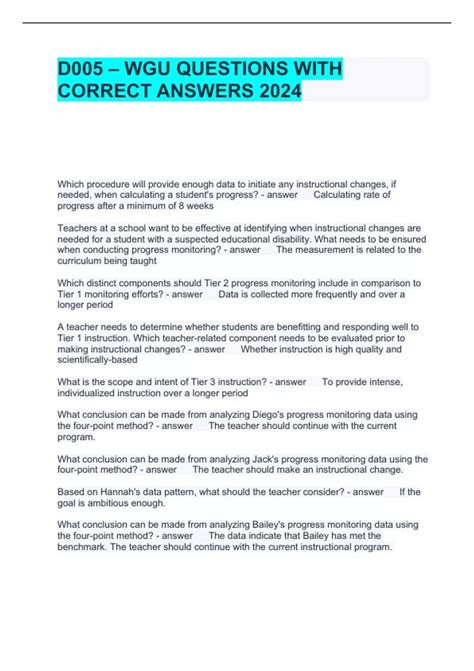 D WGU QUESTIONS WITH CORRECT ANSWERS WGU D Stuvia US