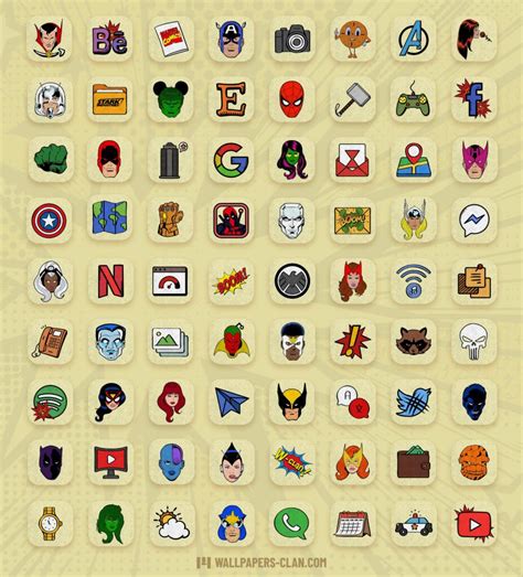 🌟🦸 Marvel Comics App Icons Pack 80 Superhero Icons Free