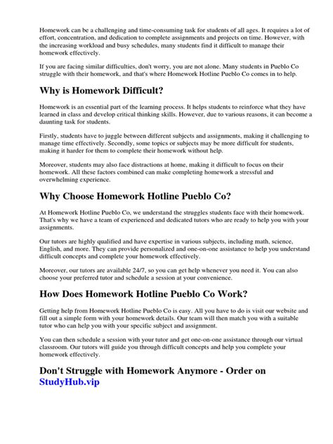 Homework Hotline Pueblo Co Pdf Homework