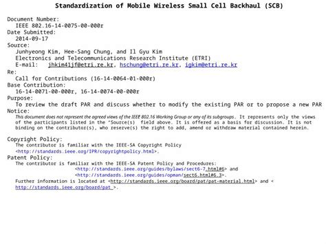 Pptx Standardization Of Mobile Wireless Small Cell Backhaul Scb