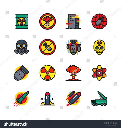 Nuclear Weapon Warheads Color Icons Stock Vector Royalty Free