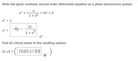 Solved Write The Given Nonlinear Second Order Differential