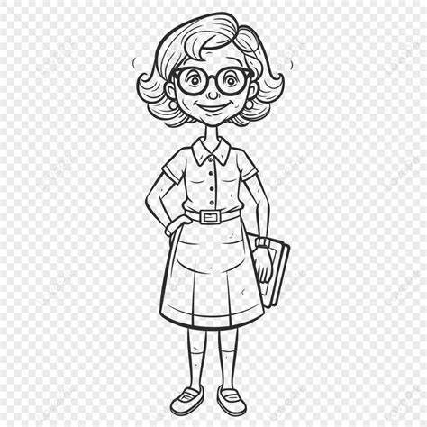 책과 안경을 들고 있는 만화 아가씨 색칠 페이지 개요 스케치 드로잉 벡터얼굴라인 아트 Png 일러스트 무료 다운로드 Lovepik