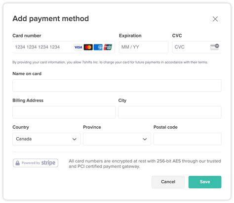 Adddelete A Payment Method 7shifts