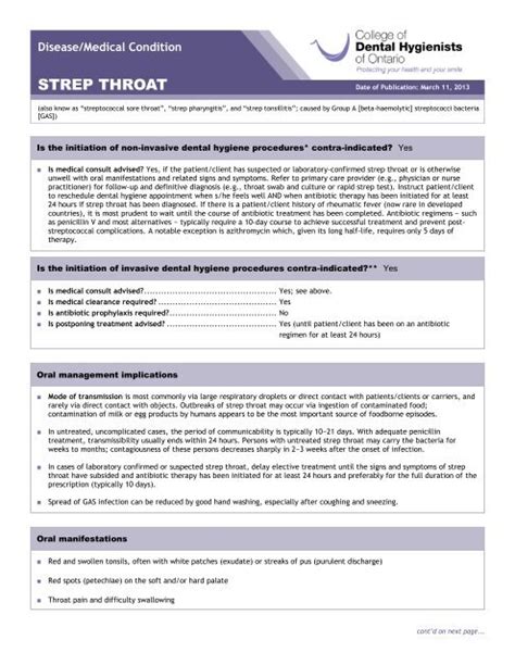 Cdho Factsheet Strep Throat Group A Strep
