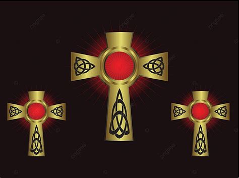 Three Ornate Gold Crosses Black Graphic Clip Art Vector Black Graphic
