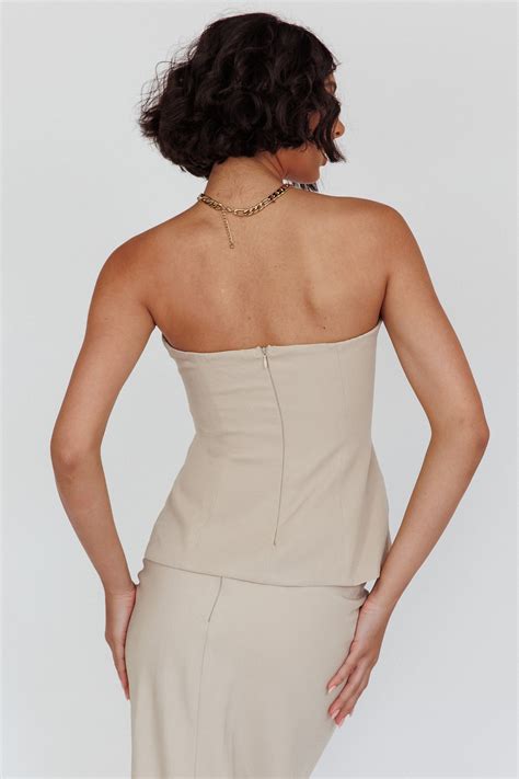Shop The Valencia Strapless Bustier Top Oat