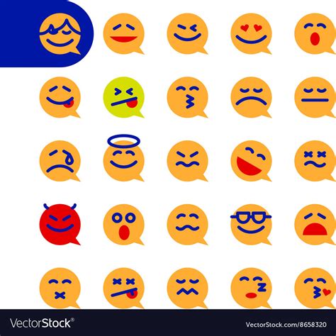 Set Of Emoji Speech Bubble Emoticons Royalty Free Vector
