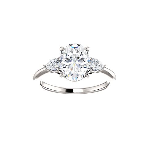 14kt White Gold Oval Three Stone Engagement Ring