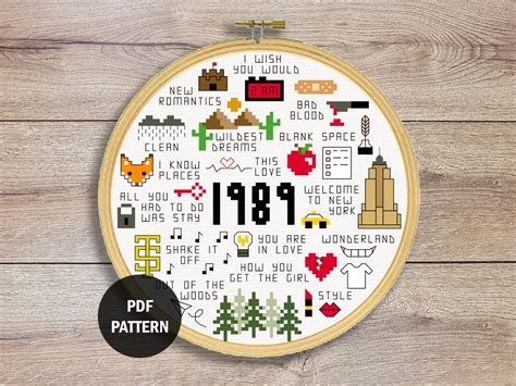 1989 Taylor Swift Album Summary Cross Stitch Pattern Taylor Swift Cross
