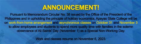 Announcement Apayao State College