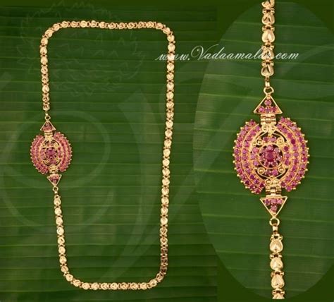 Mugappu Side Pendants South India Jewellery Long Chain Ruby Pendant For
