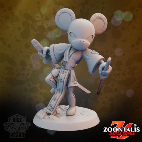 3d Printable Mouse Ninja Pre Supported Included By Dice Heads