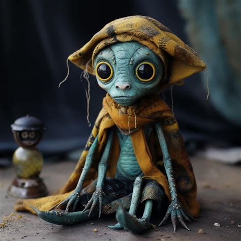 Premium Ai Image There Is A Small Alien Doll Sitting On The Ground