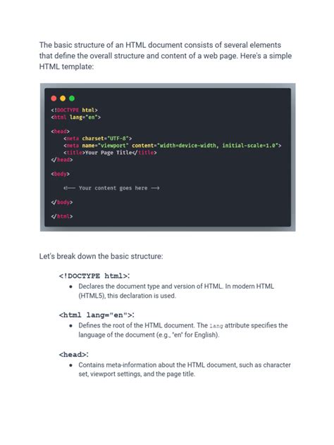 Html Basic Structure Pdf
