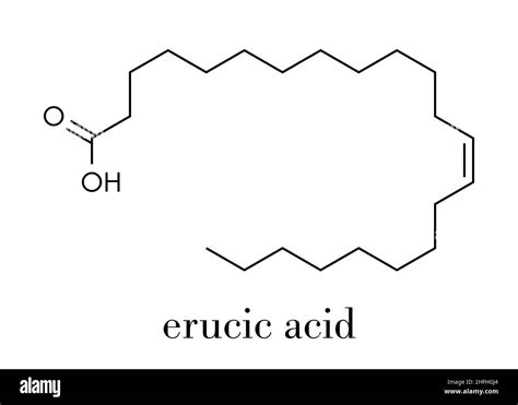 Erucic Acid Molecule Monounsaturated Omega 9 Fatty Acid Found In Some