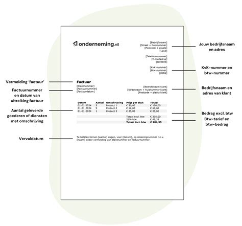Gratis Factuur Voorbeeld Excel Word Ondernemingnl