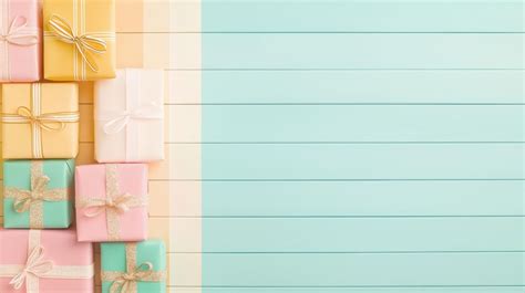 Pastel T Boxes On Light Wooden Background Premium Ai Generated Image