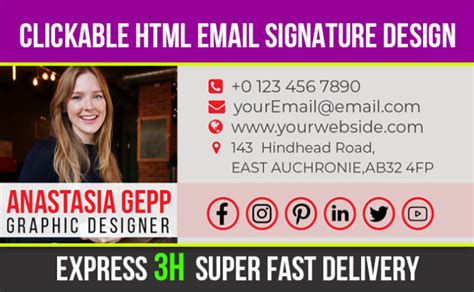 design responsive clickable html email signature within 2hrs by