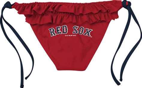 Boston Red Sox Womens 2 Piece Ruffle Bikini Red
