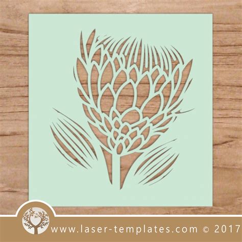 Protea Stencil Laser Cut Pattern Design Template Online Store Laser Ready Templates