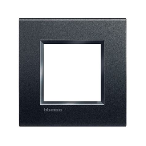 Placa Cuadrada Color Negro Antracita De 2 Modulos Lna4802ar Bticino