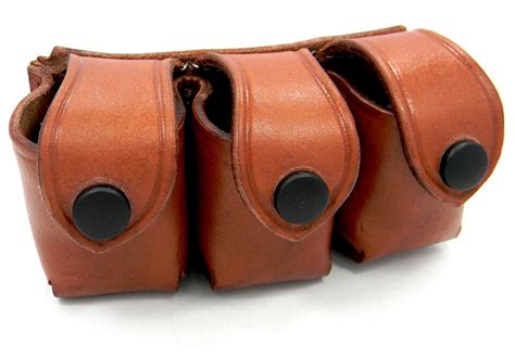 Brown Leather Triple Speedloader Pouch For 22 38 357 44 45 Fivesix
