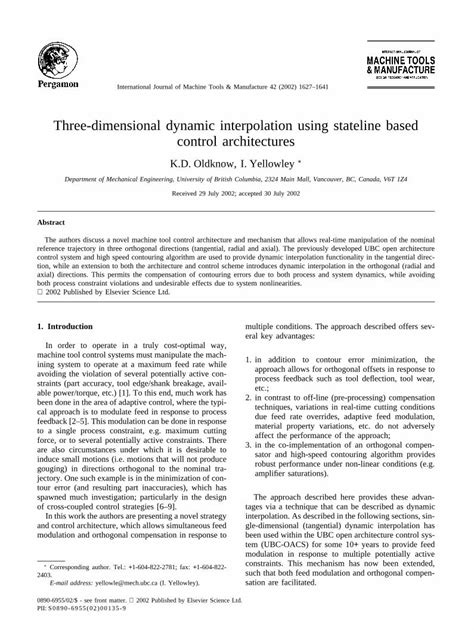 Pdf Three Dimensional Dynamic Interpolation Using Stateline Based