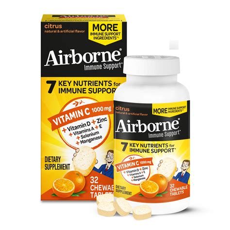 Airborne Citrus Chewable Tablets Shop Vitamins A Z At H E B