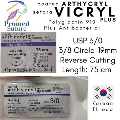 Jual Vicryl Plus 3 0 Arthycryl Plus Antibacterial Pga Braided Absorb