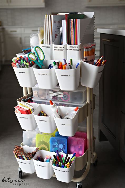 How To Organize The Craft Mess Between Carpools Craft Cart Ikea