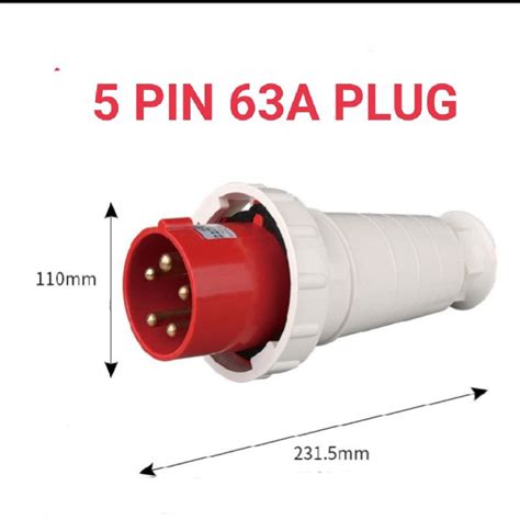 Ip67 Weatherproof 5 Pin 63a Industrial Plug Wall Socket And Connector Socket Shopee Malaysia