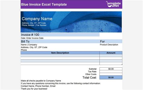 Blue Invoice Excel Template Create Professional Invoices Instantly