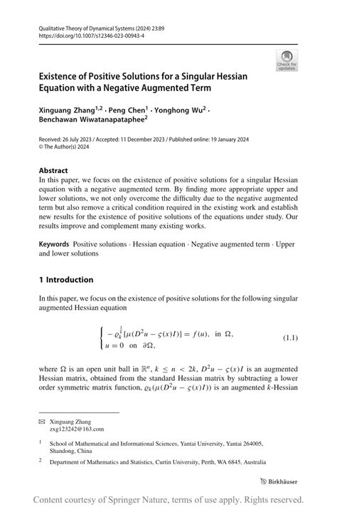 Pdf Existence Of Positive Solutions For A Singular Hessian Equation