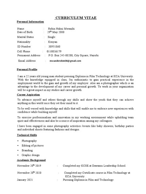 Cv Internship Pdf