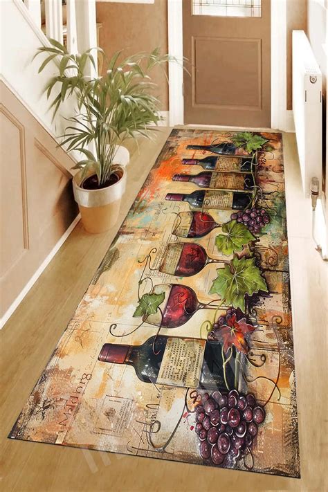 Wine Runner Rug Kitchen Hallway Decor Etsy