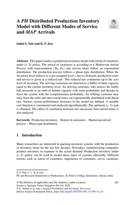 Pdf A Ph Distributed Production Inventory Model With Different Modes